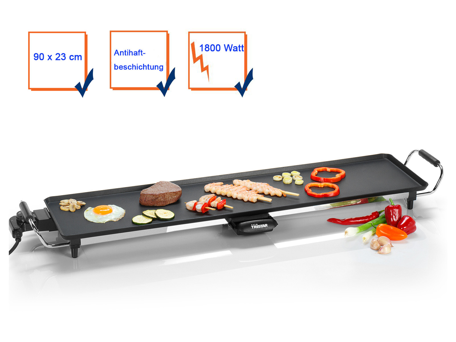TRISTAR Teppanyaki mit Grillplatte Japanischer elektrischer Tischgrill ...